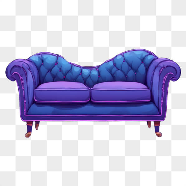 Download Stylish Purple Tufted Sofa Cartoons Online - Creative Fabrica