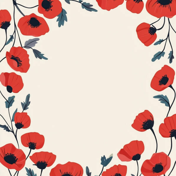 Download Stylized Red Poppy Floral Border Backgrounds Online - Creative ...