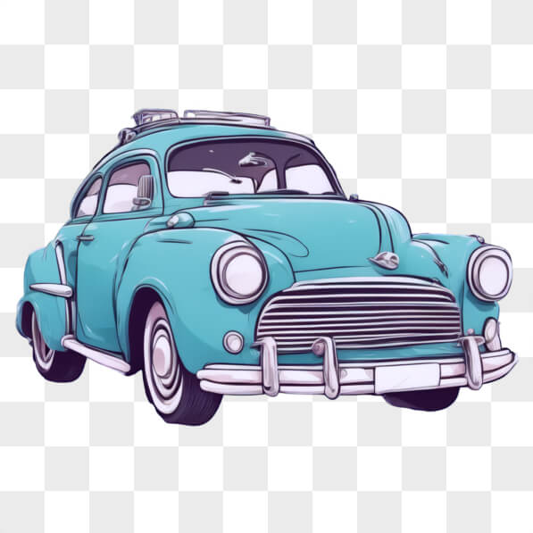 Download Vintage Turquoise Car Cartoons Online - Creative Fabrica