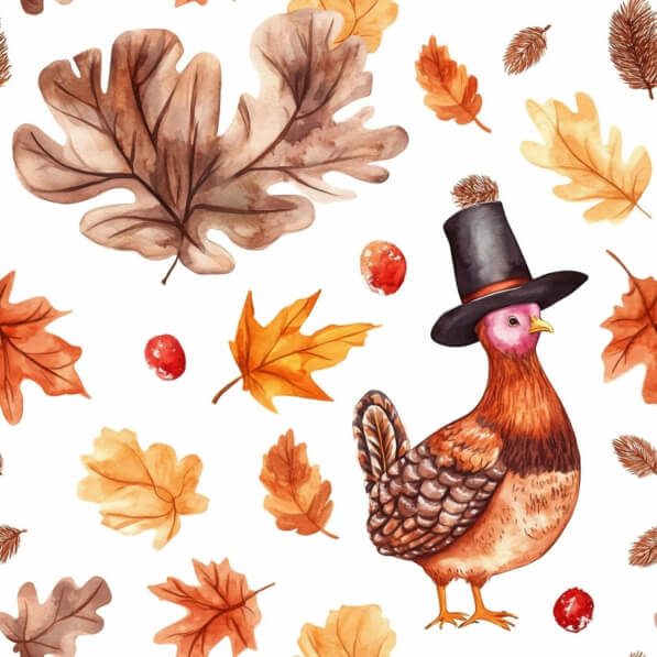 Download Thanksgiving Turkey with Autumn Leaves Patterns Online ...