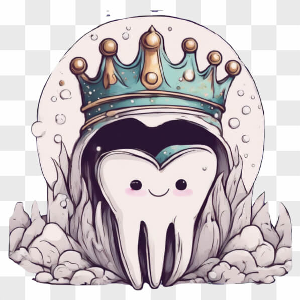 Download Cartoon Tooth with Crown Cartoons Online - Creative Fabrica
