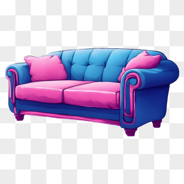 Download Colorful Animated Couch in Blue and Pink Cartoons Online ...