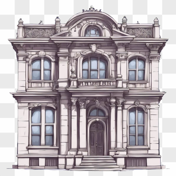 Download Ornate Classical Building Front Cartoons Online - Creative Fabrica