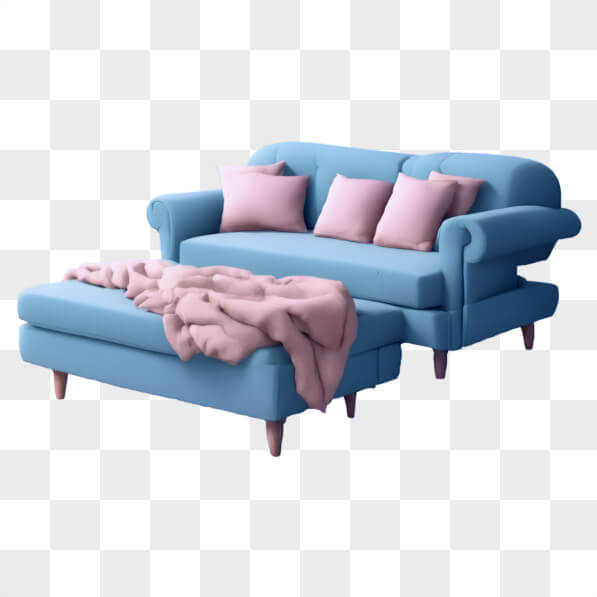 Download Modern Blue Couch with Pink Accents Cartoons Online - Creative ...