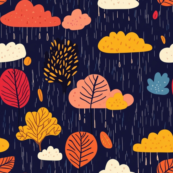 Download Whimsical Autumn Pattern with Clouds and Leaves Patterns ...
