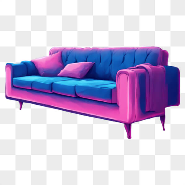 Download Vibrant Modern Couch in Blue and Pink Cartoons Online ...