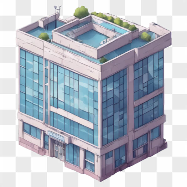 Download Modern Multi-Story Building with Rooftop Terrace Cartoons ...