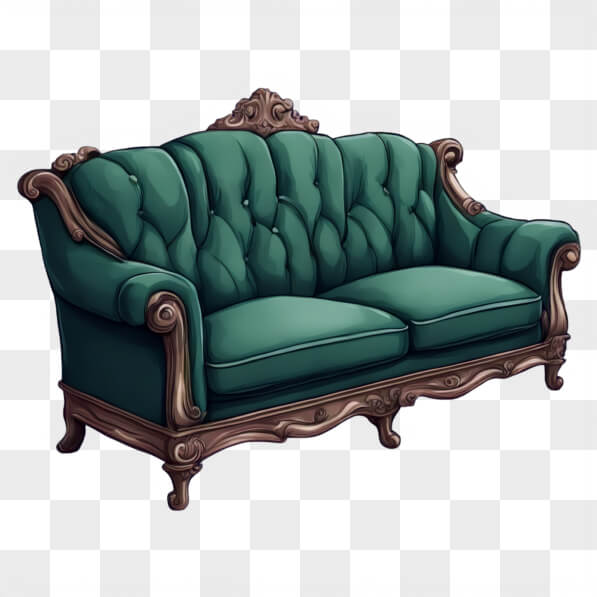 Download Vintage Green Velvet Sofa Cartoons Online - Creative Fabrica