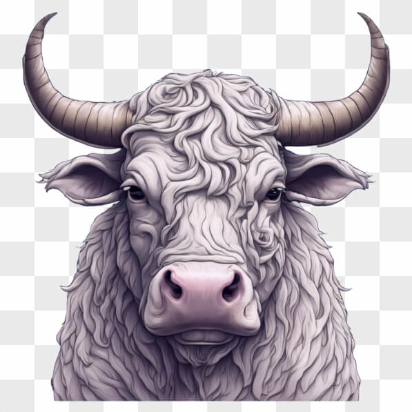 Download Close-up of a White Bull with Curly Fur Cartoons Online ...