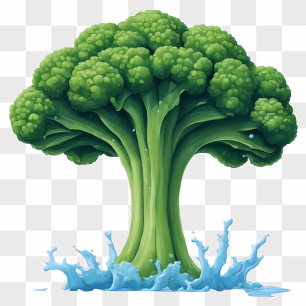 Download Whimsical Broccoli Tree with Splashing Water Cartoons Online ...