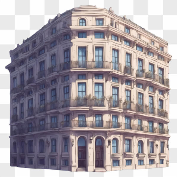 Download Elegant Urban Building with Balconies Cartoons Online ...