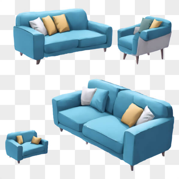 Descarga Sofás y sillones azules modernos Cartoons En Línea - Creative ...