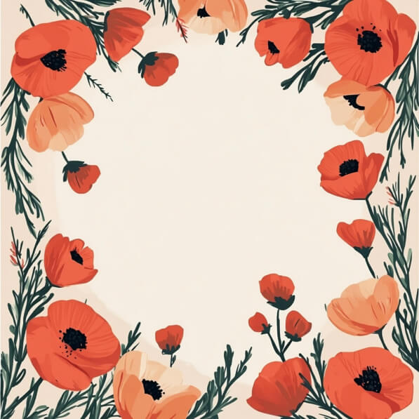 Download Floral Border with Red Poppies Backgrounds Online - Creative ...