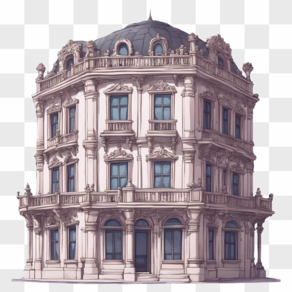 Download Ornate Building with Dome Roof Cartoons Online - Creative Fabrica