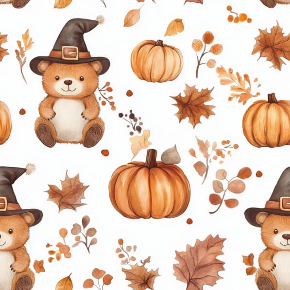 Download Whimsical Autumn Bear Illustration Patterns Online - Creative ...