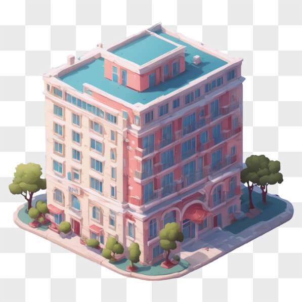 Download Stylized Modern Building Surrounded by Greenery Cartoons ...