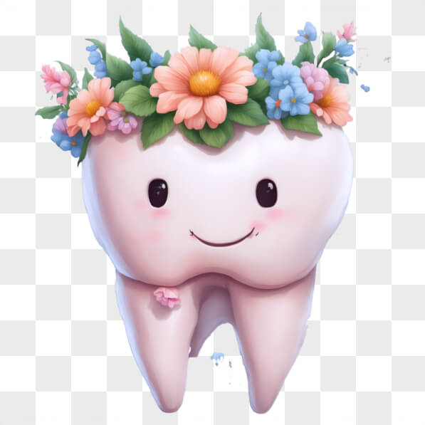 Download Cute Cartoon Tooth with Floral Crown Cartoons Online ...