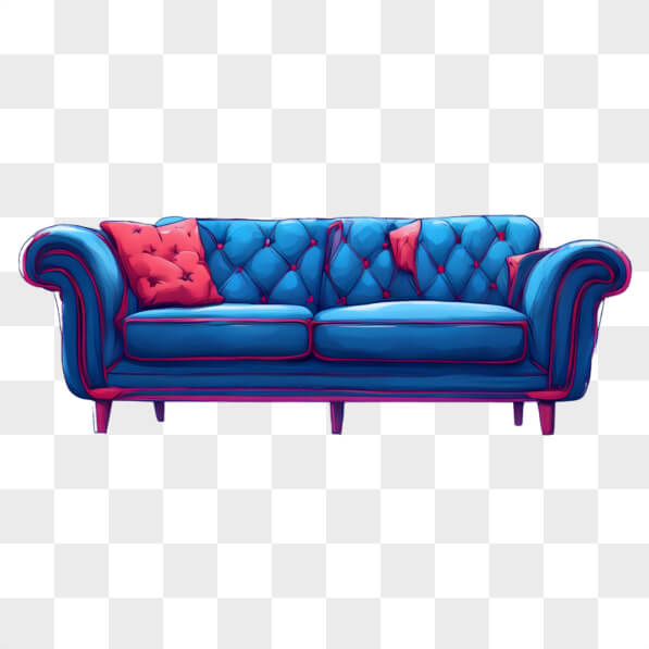 Download Stylish Blue Couch with Colorful Cushions Cartoons Online ...