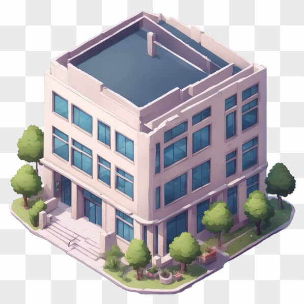 Download Modern Office Building Surrounded by Trees Cartoons Online ...