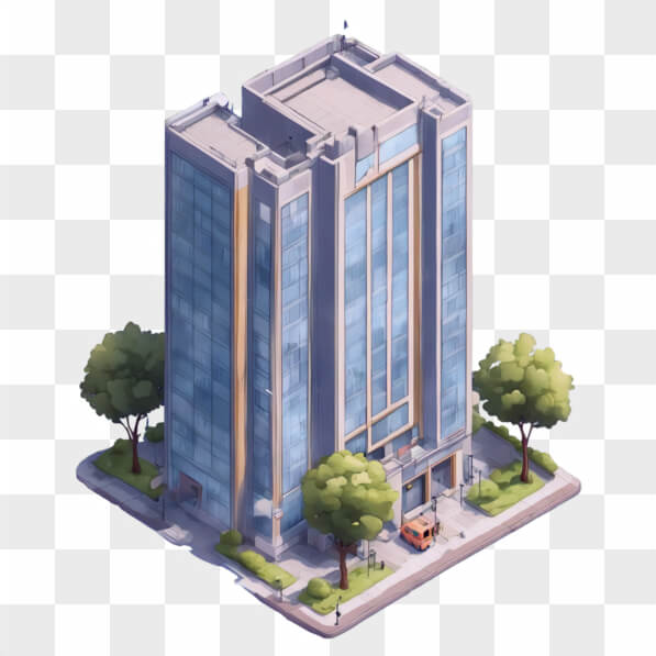 Download Modern Office Building Surrounded by Trees Cartoons Online ...