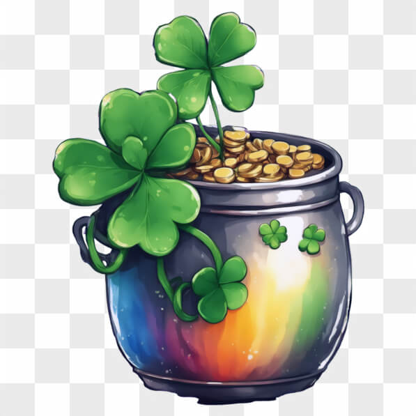 Download Whimsical Pot of Gold with Clover Cartoons Online - Creative ...
