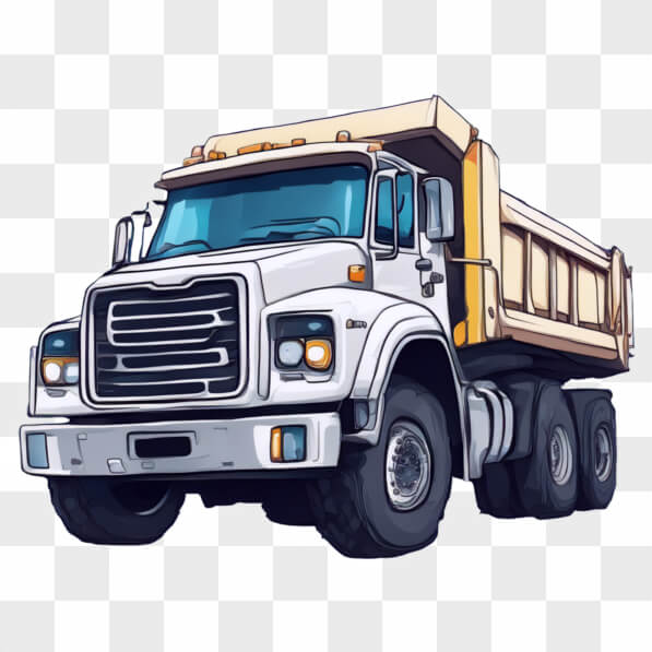 Download White Dump Truck with Yellow Bed Cartoons Online - Creative ...