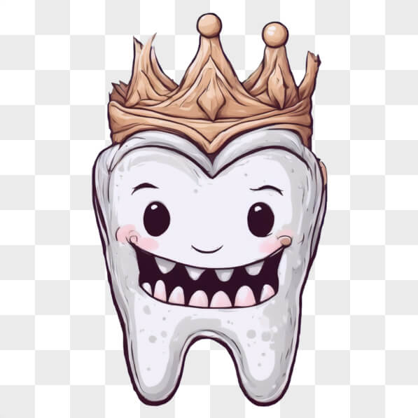 Download Cartoon Tooth with Crown Cartoons Online - Creative Fabrica