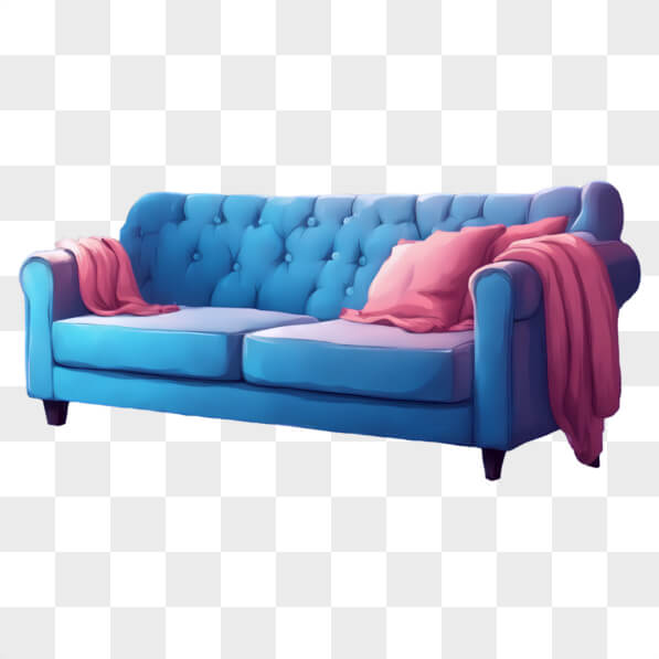 Download Stylish Blue Couch with Pink Accents Cartoons Online ...