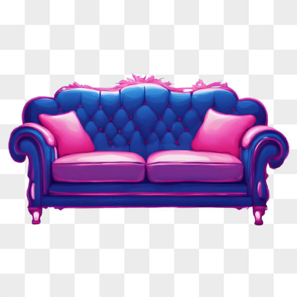 Download Stylish Blue and Pink Couch Cartoons Online - Creative Fabrica