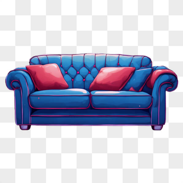 Download Stylized Blue Couch with Red Cushions Cartoons Online ...