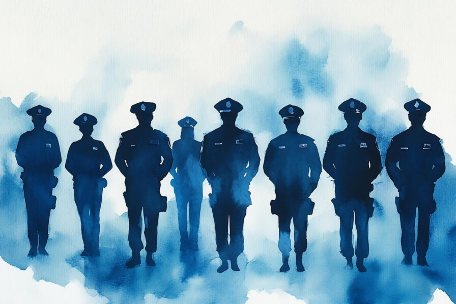 Download Silhouettes of Police Officers in Watercolor Backgrounds ...