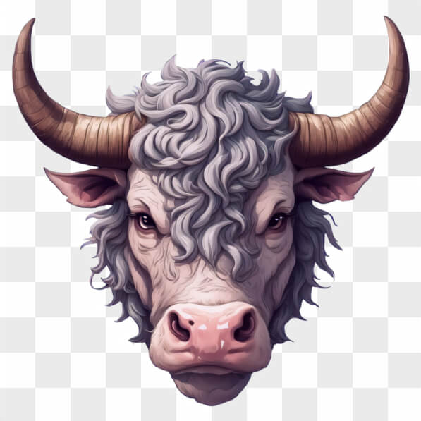 Descarga Cabeza de toro ilustrada con pelo rizado y cuernos Cartoons En ...