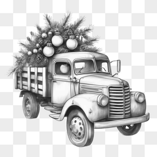 Download Vintage Truck with Christmas Tree Sketches Online - Creative ...