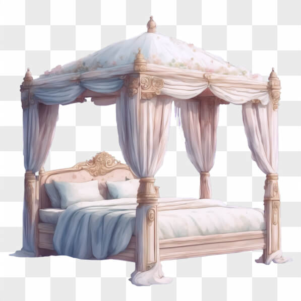Download Elegant Four-Poster Bed with Canopy Cartoons Online - Creative ...