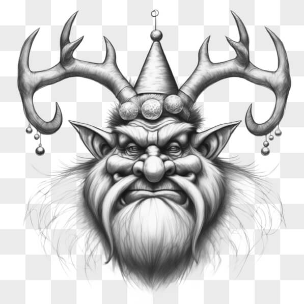 Download Menacing Antlered Character with Festive Hat Sketches Online ...
