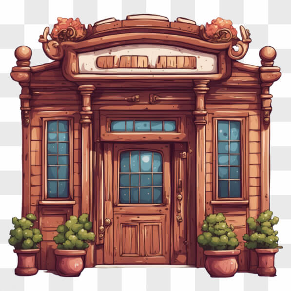 Download Charming Wooden Building with Decorative Elements Cartoons ...