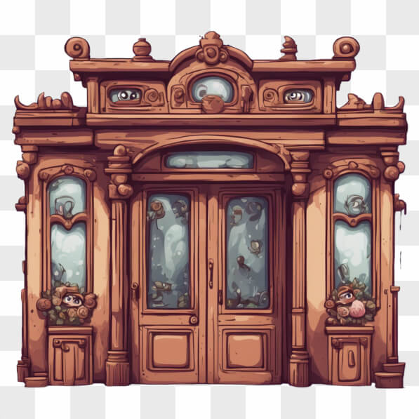 Download Whimsical Building Facade with Decorative Elements Cartoons ...