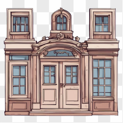 Download Ornate Building Facade with Double Doors Cartoons Online ...
