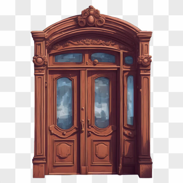 Download Ornate Wooden Double Door Cartoons Online - Creative Fabrica
