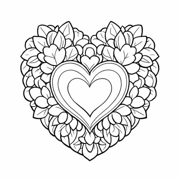 Download Intricate Floral Heart Design Coloring pages Online - Creative ...