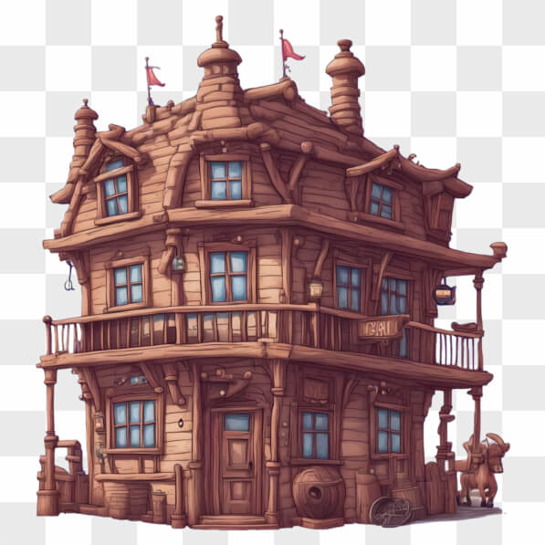 Download Whimsical Wooden House with Rustic Charm Cartoons Online ...