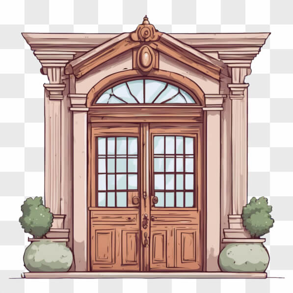 Download Elegant Entrance with Double Door Cartoons Online - Creative ...