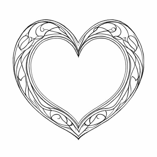 Download Intricate Heart Design Coloring pages Online - Creative Fabrica