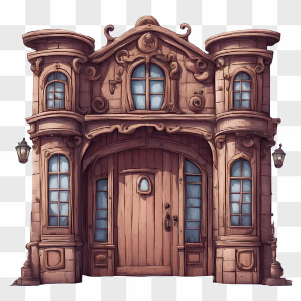 Download Ornate Wooden Building with Decorative Features Cartoons ...