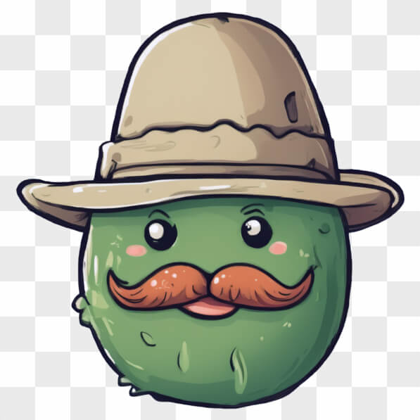 Download Whimsical Green Creature with Hat and Mustache Cartoons Online ...