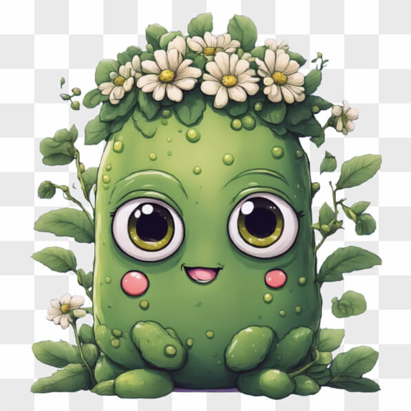 Download Cute Cartoonish Green Character with Flowers Cartoons Online ...