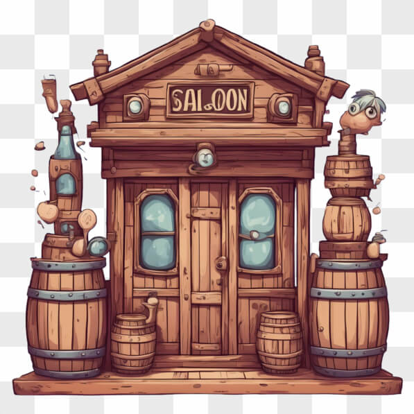 Download Whimsical Wooden Saloon Cartoons Online - Creative Fabrica