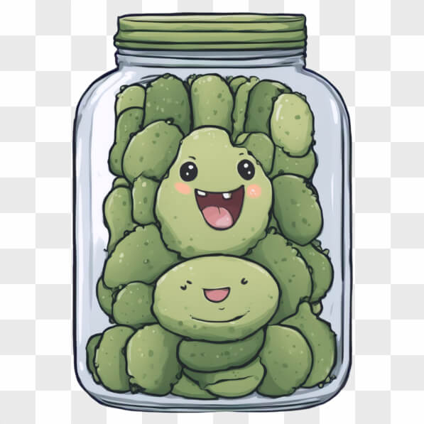 Download Cute Green Characters in a Jar Cartoons Online - Creative Fabrica
