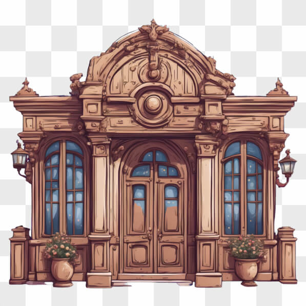 Download Elegant Building Facade with Ornamental Design Cartoons Online ...