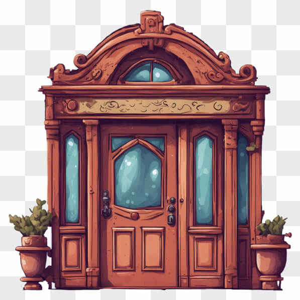 Download Intricate Houten Deur met Glazen Panelen Cartoons online op ...